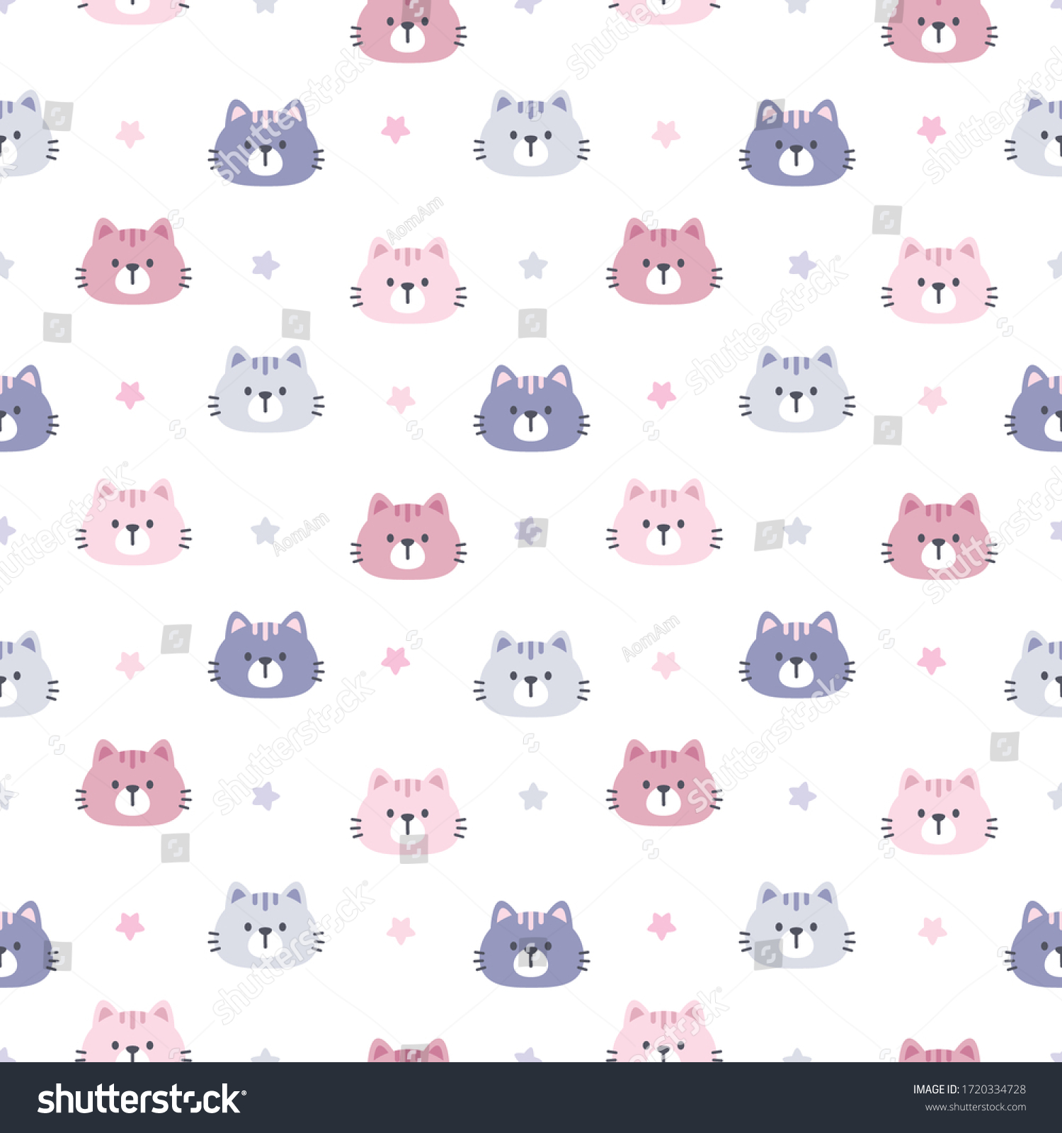 Cat Star Seamless Background Repeating Pattern Stock Vector (Royalty ...