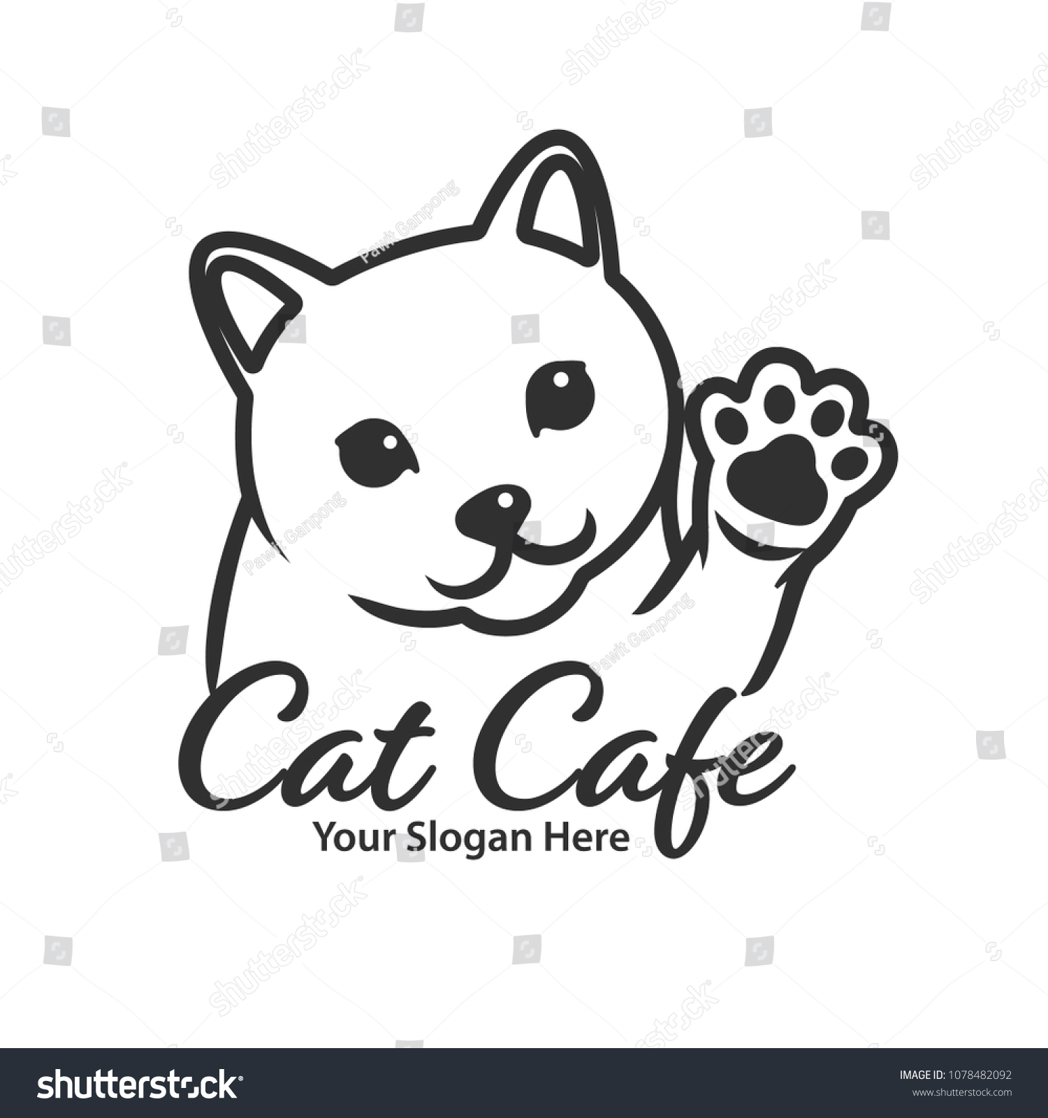 Cat Cafe Logo Design : image vectorielle de stock (libre de droits ...