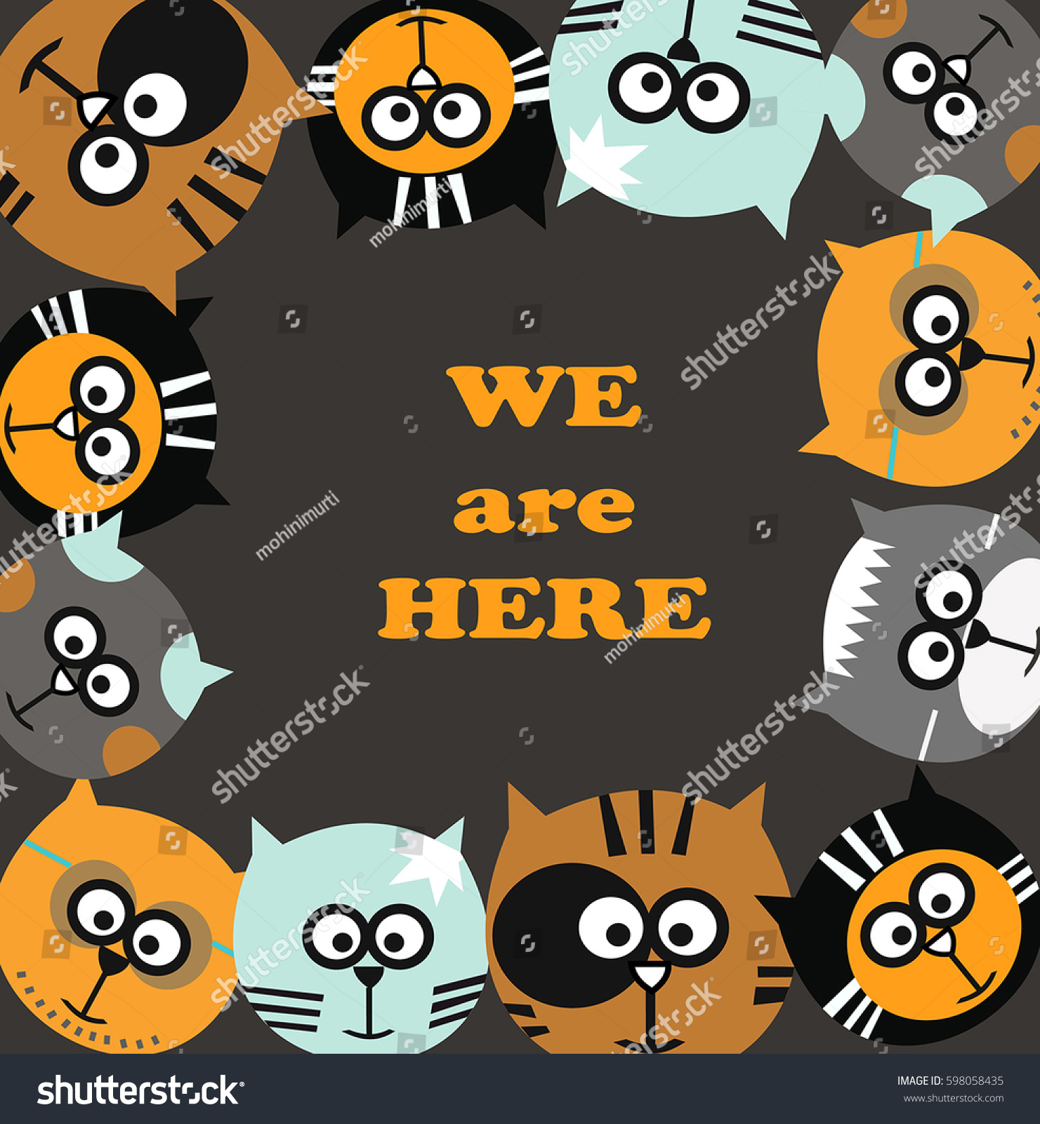 Cat Card Design Vector Illustration Stock Vector (Royalty Free ...