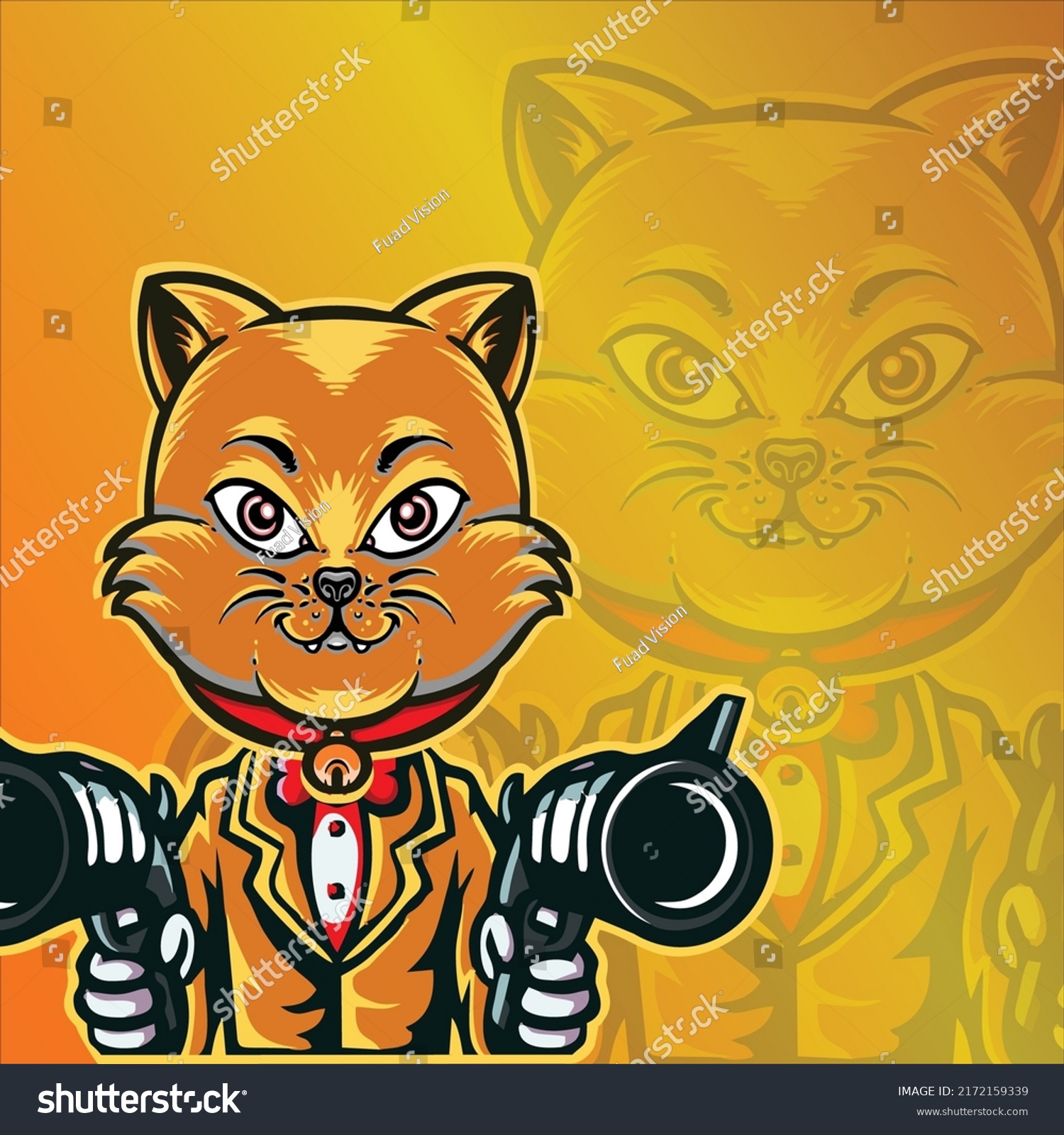 Cat Carrying Gun Vector Design Concept Stock Vector (Royalty Free ...