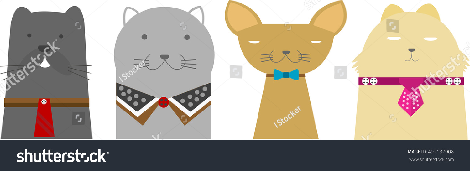 Cat Cartoon Characters Collars Stock Vector (Royalty Free) 492137908 ...