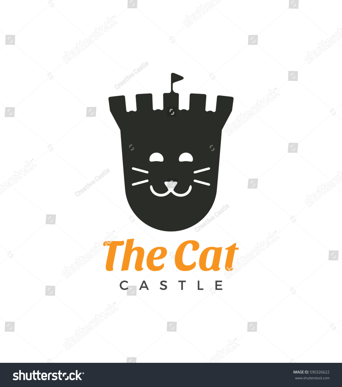 Cat Castle Logo Cat King Vector Stock Vector (Royalty Free) 590326622 ...
