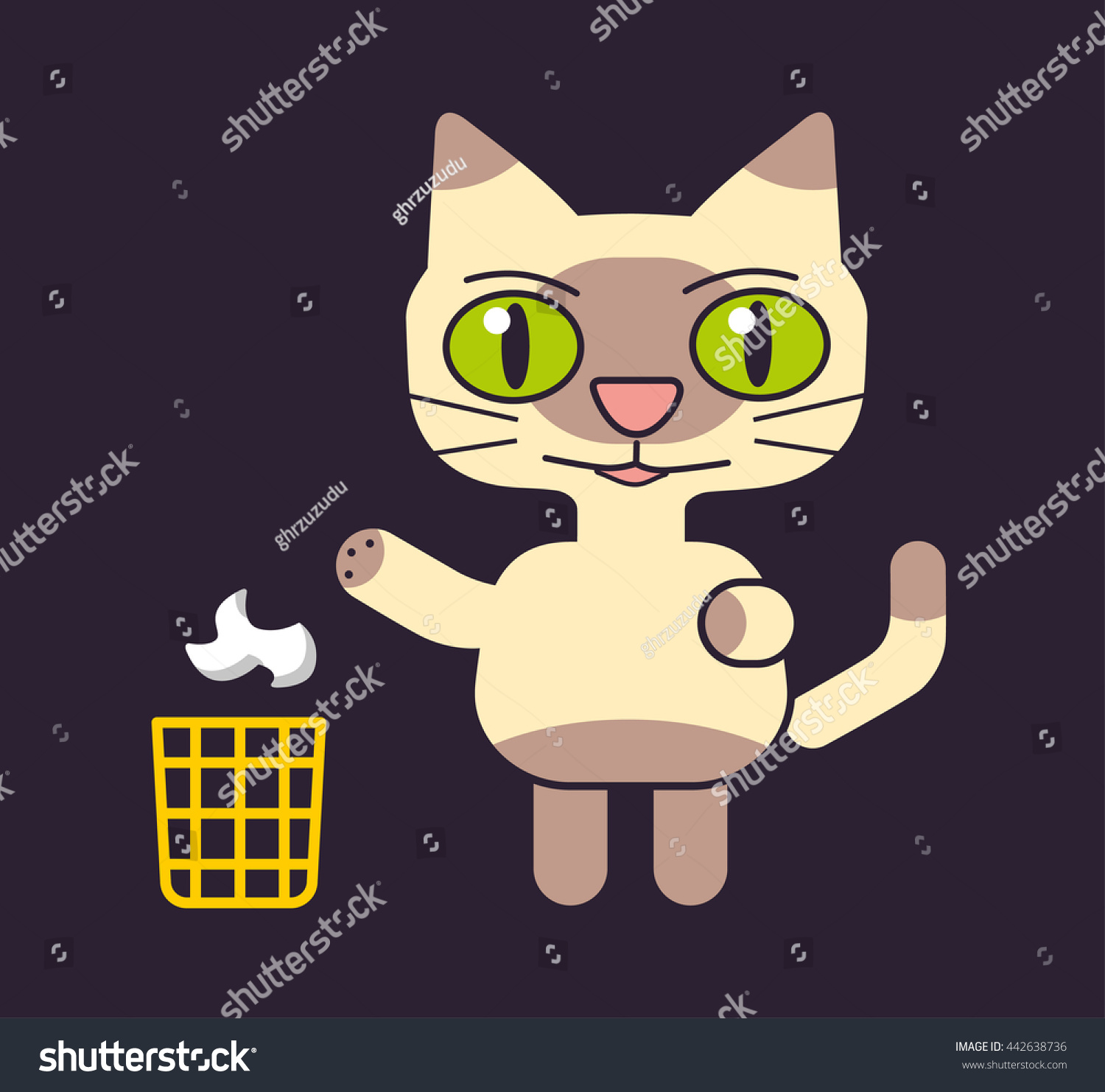Cat Character Throwing Garbage Trash Bin: vetor stock (livre de ...