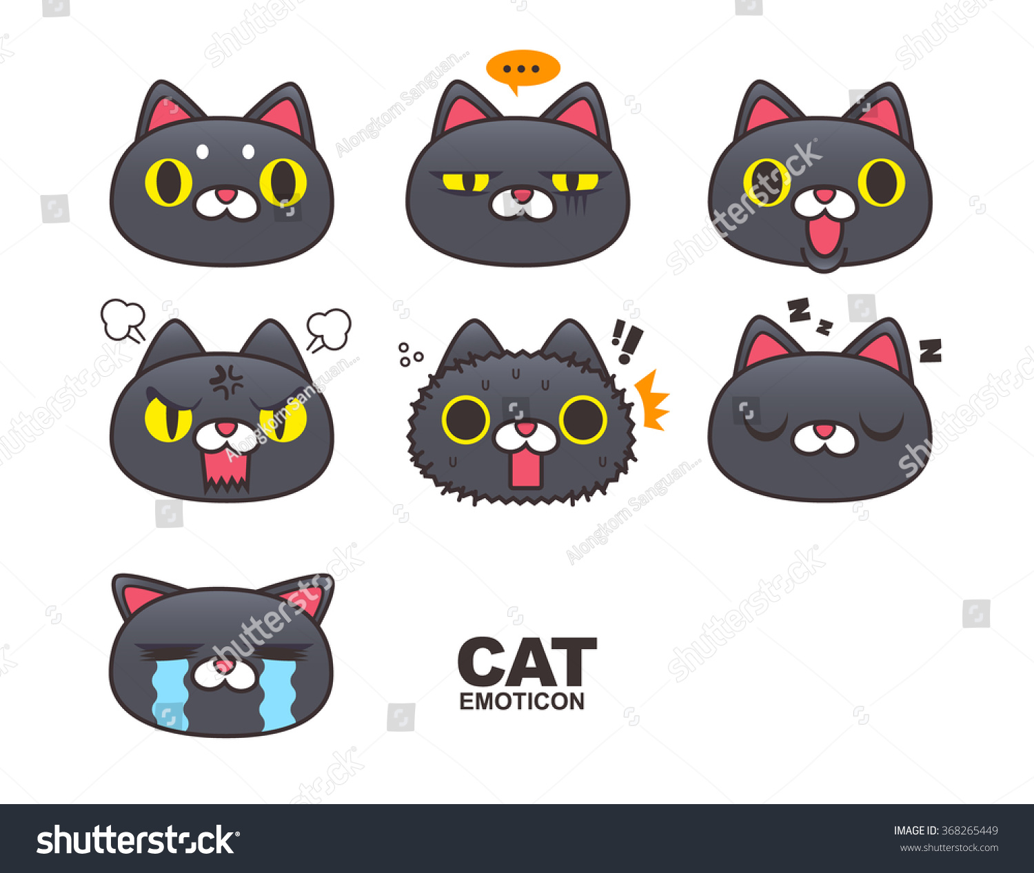 Cat Face Emoticon Isolated Background Stock Vector 368265449 - Shutterstock