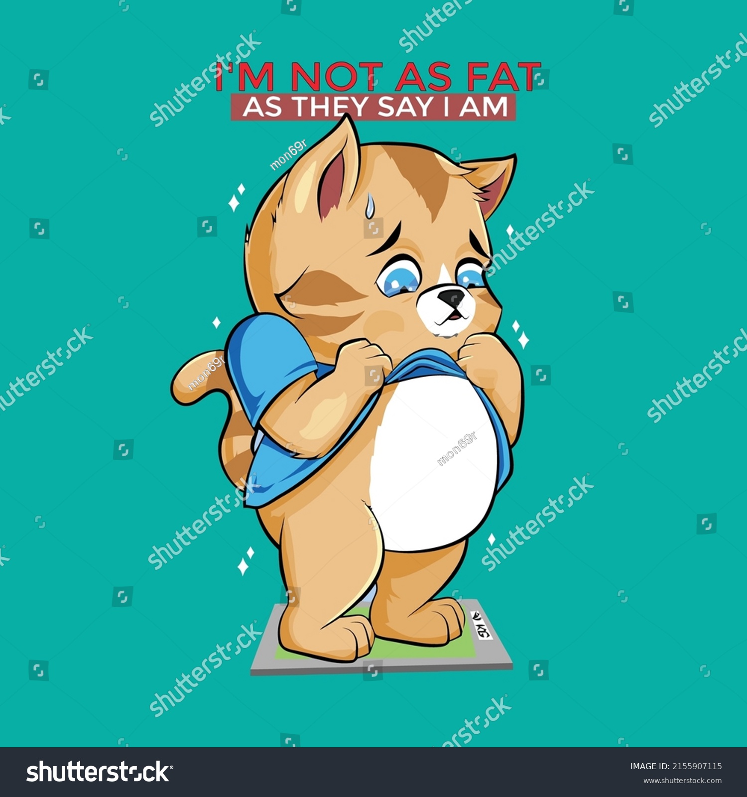 Cat Fat Kitty Funny Poster Stock Vector (Royalty Free) 2155907115 ...