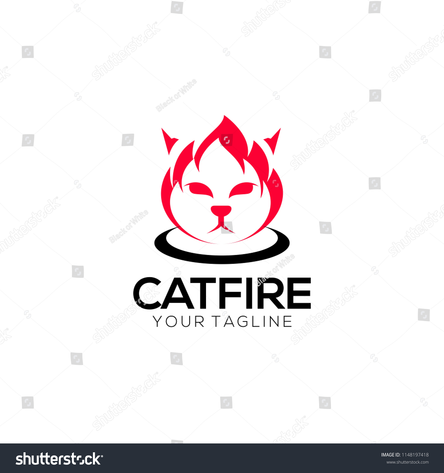 Cat Fire Logo Design Stock Vector (Royalty Free) 1148197418 | Shutterstock