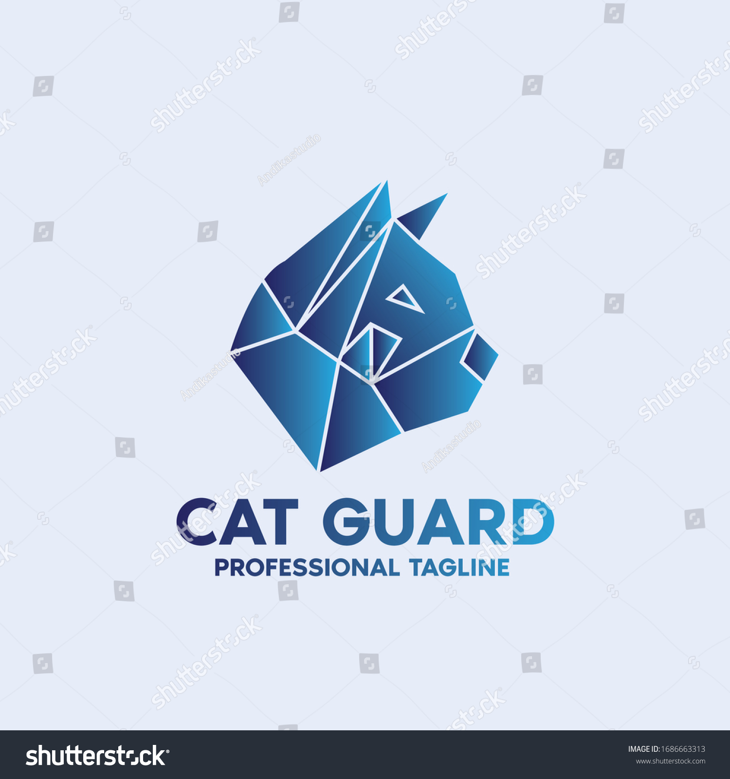 Cat Guard Vector Logo Design Template Stock Vector (Royalty Free ...