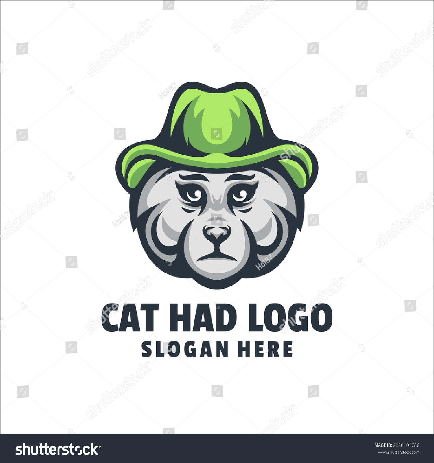 Cat Had Cartoon Logo Vector Stock Vector (Royalty Free) 2028104786 ...