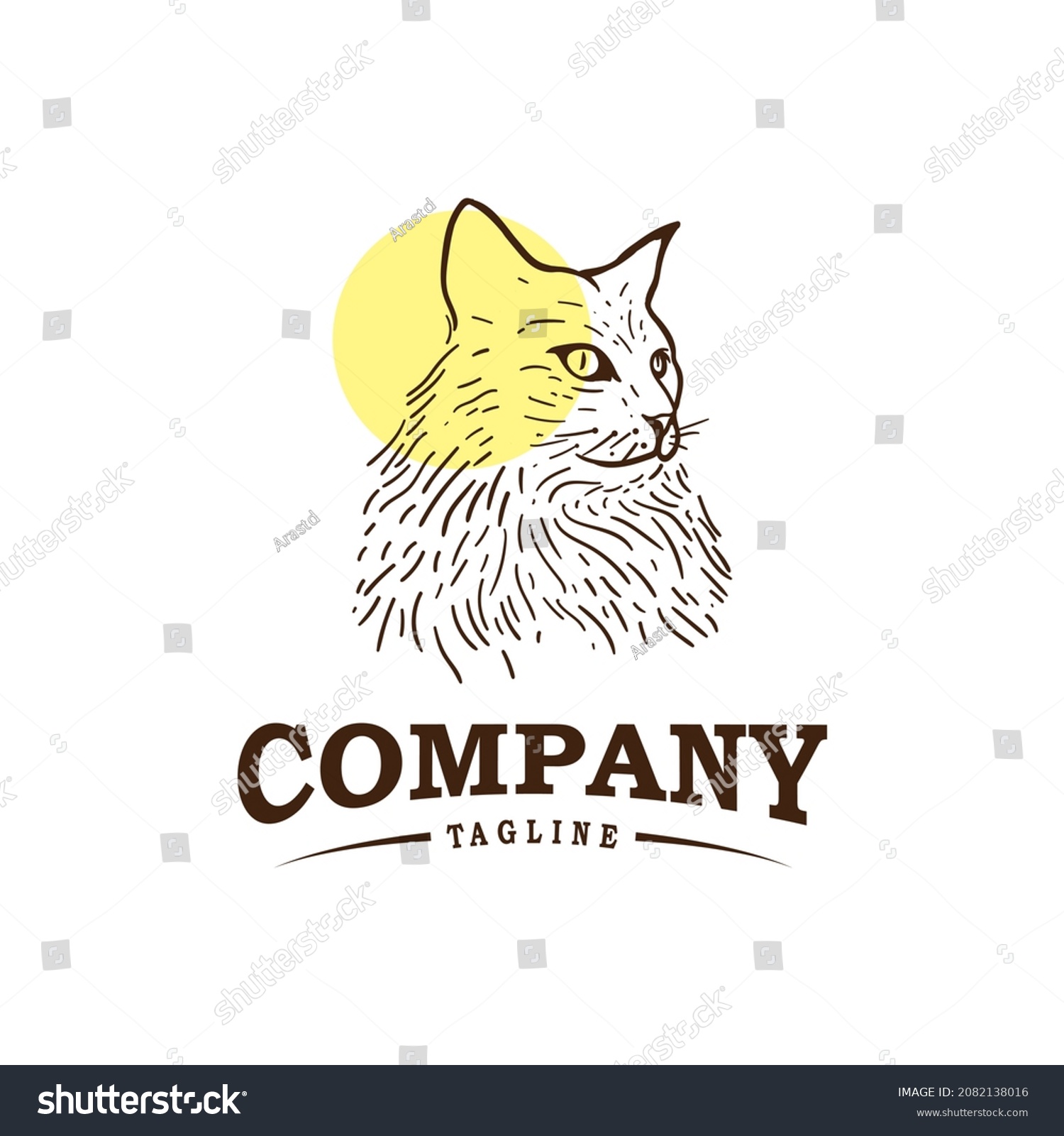 Cat Hand Drawn Logo Vector Stock Vector (Royalty Free) 2082138016 ...