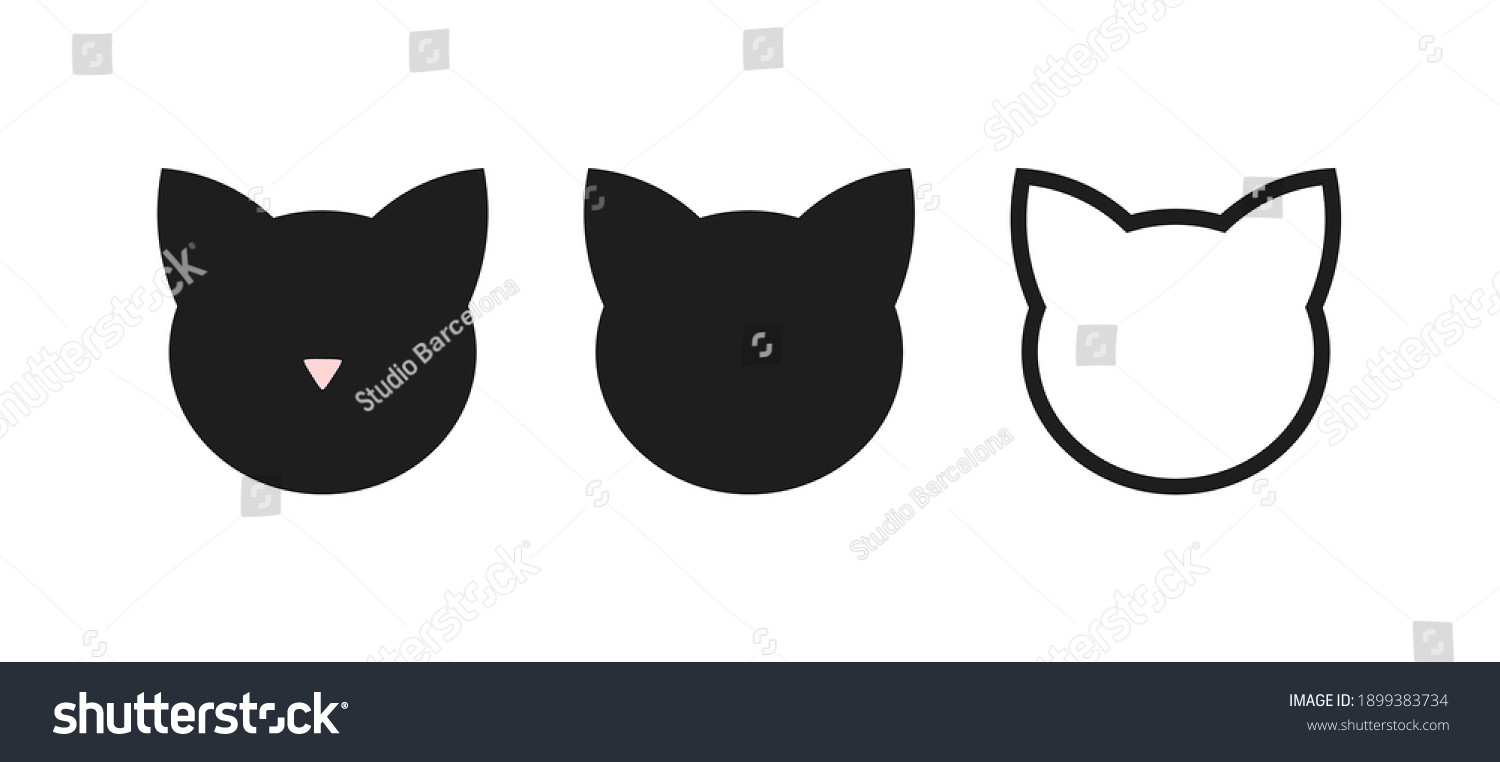 Cat Head Icons Set Vector Illustration Stock Vector (Royalty Free ...