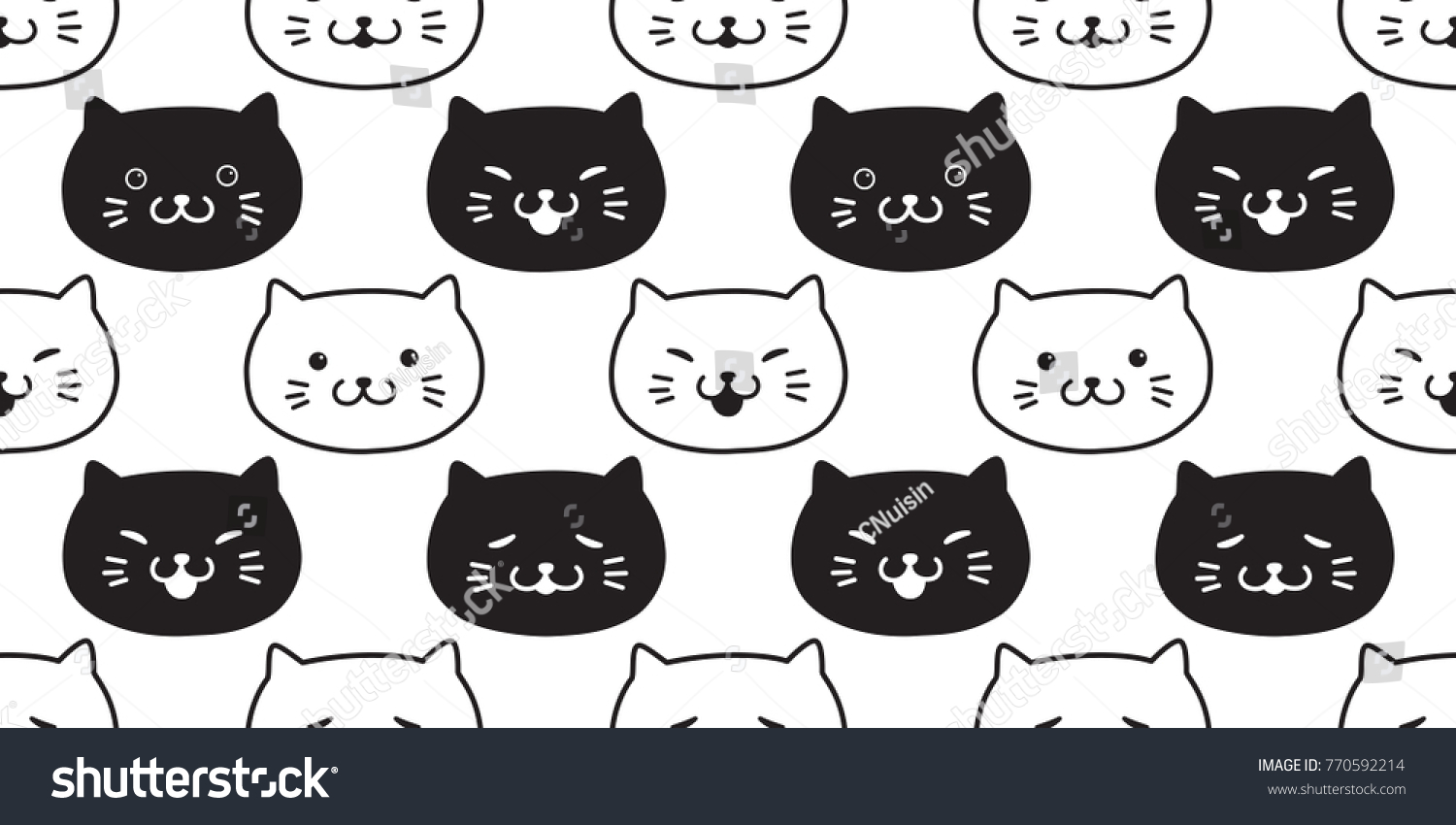 Cat Head Kitten Face Vector Seamless Stock Vector (Royalty Free) 770592214