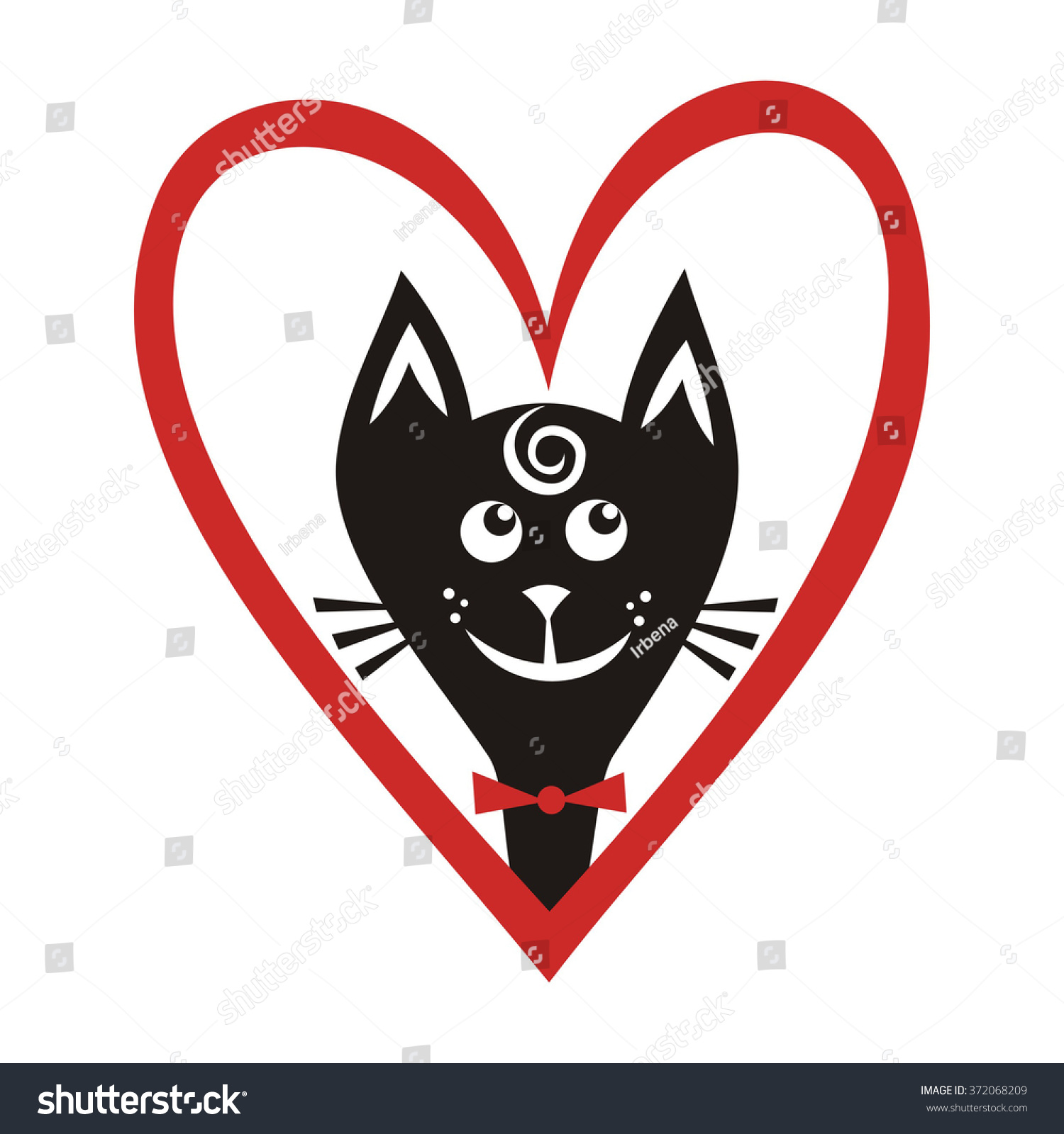 Cat Heart Vector Illustration: vector de stock (libre de regalías ...