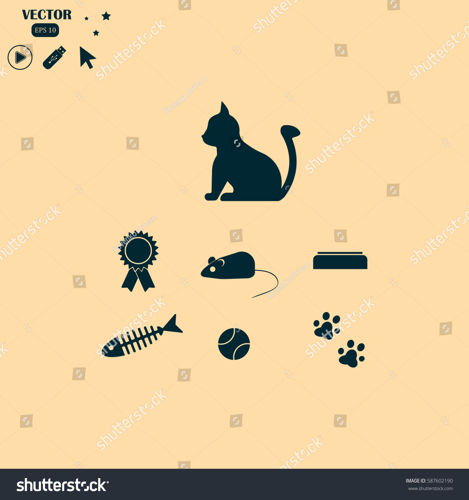 Cat Icon Symbol Stock Vector (Royalty Free) 587602190 | Shutterstock