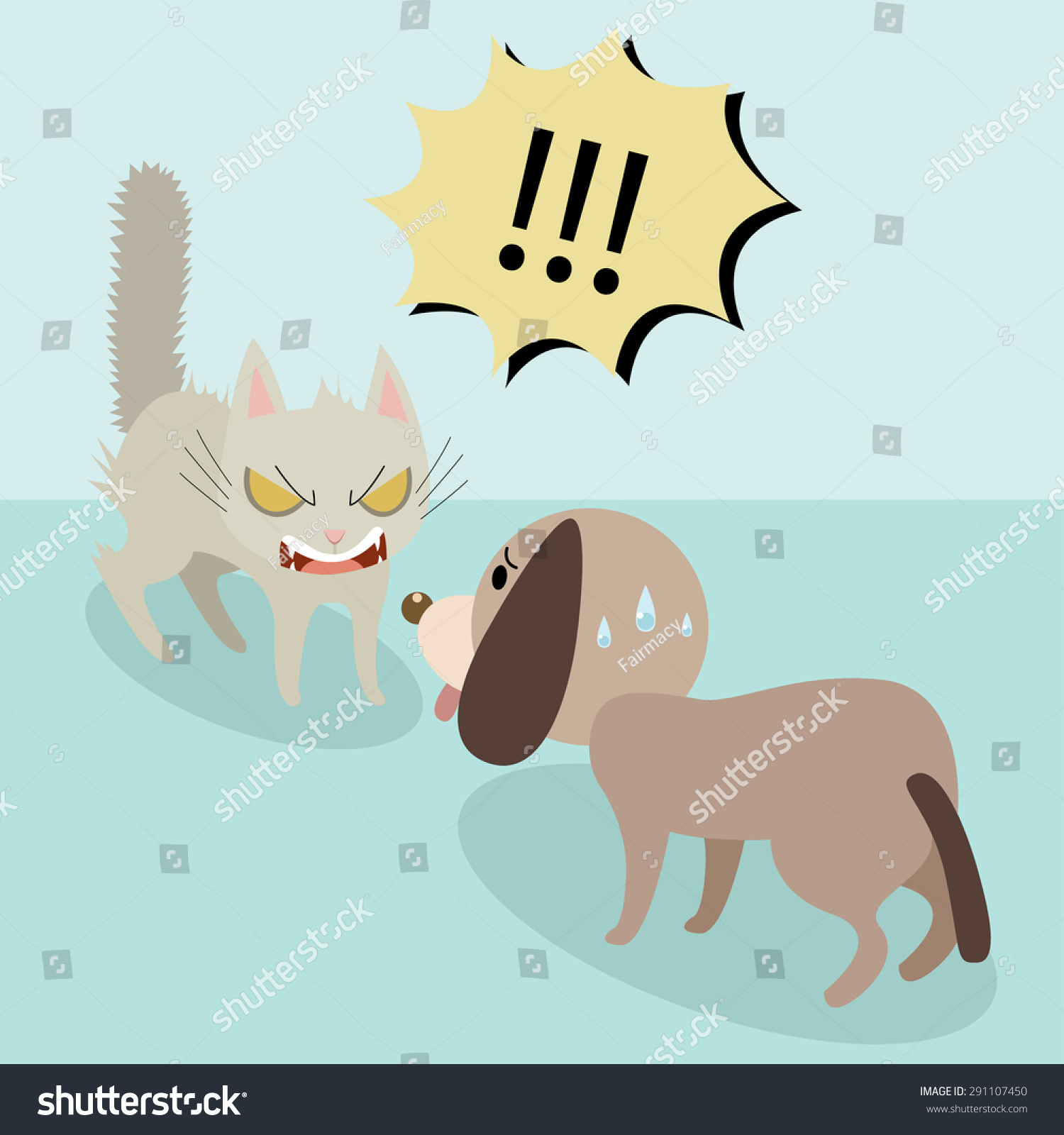 Cat Intimidate Dog Cartoon Vector: เวกเตอร์สต็อก (ปลอดค่าลิขสิทธิ์ ...