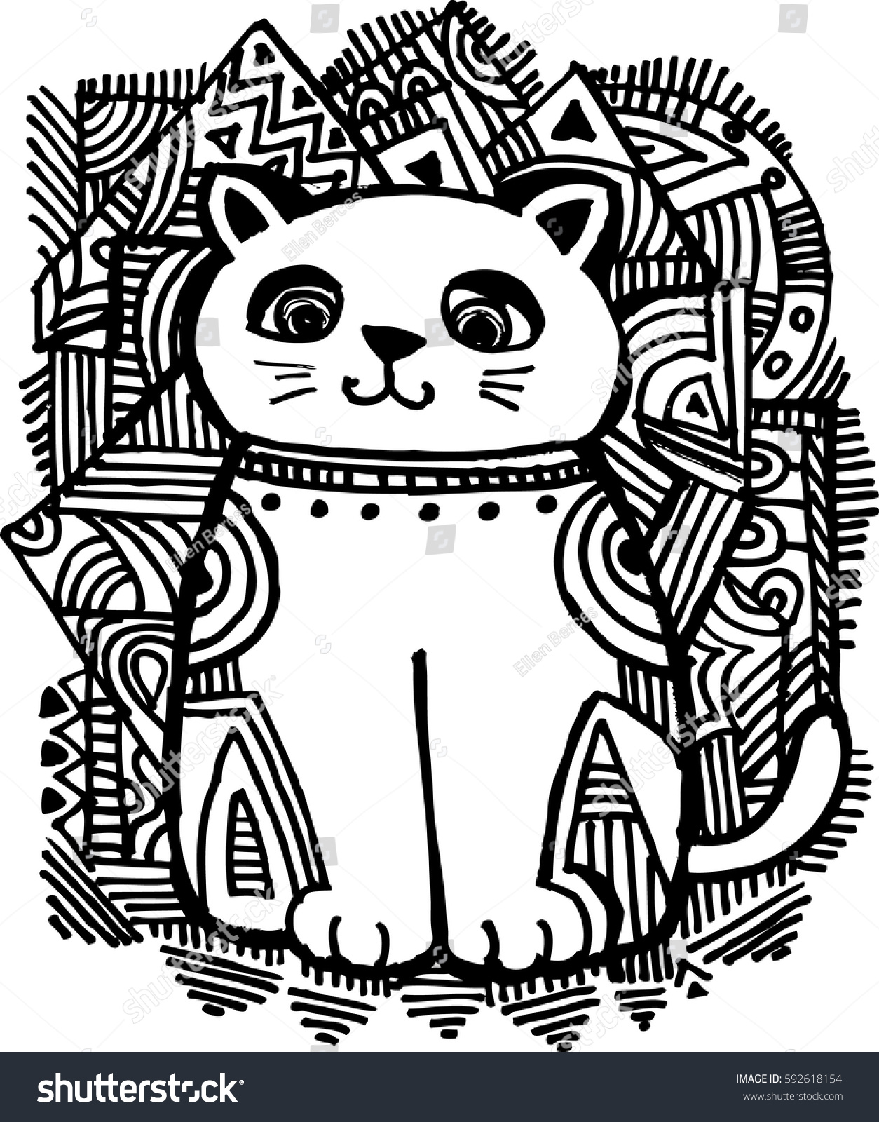 Cat Line Art Stock Vector (Royalty Free) 592618154