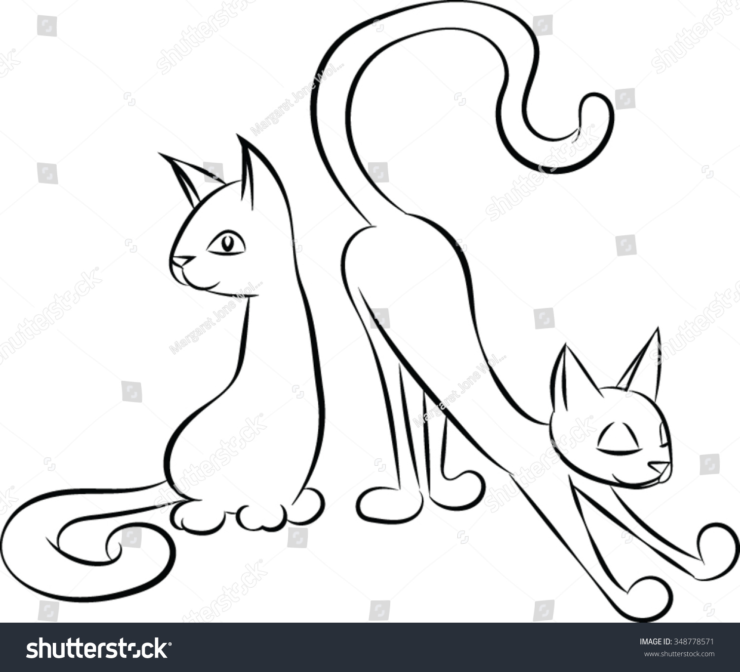 Cat Line Art Vector Illustration Stock Vector (Royalty Free) 348778571