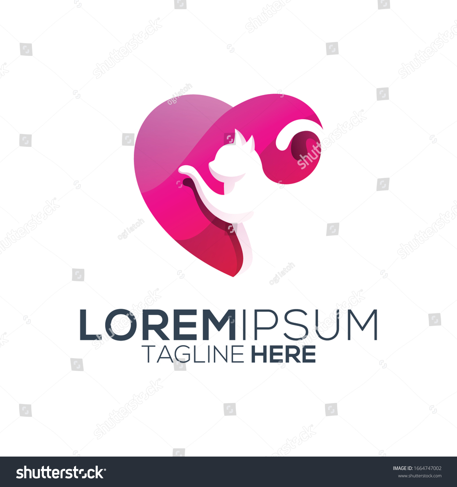Cat Love Logo Design Vector Stock Vector (Royalty Free) 1664747002