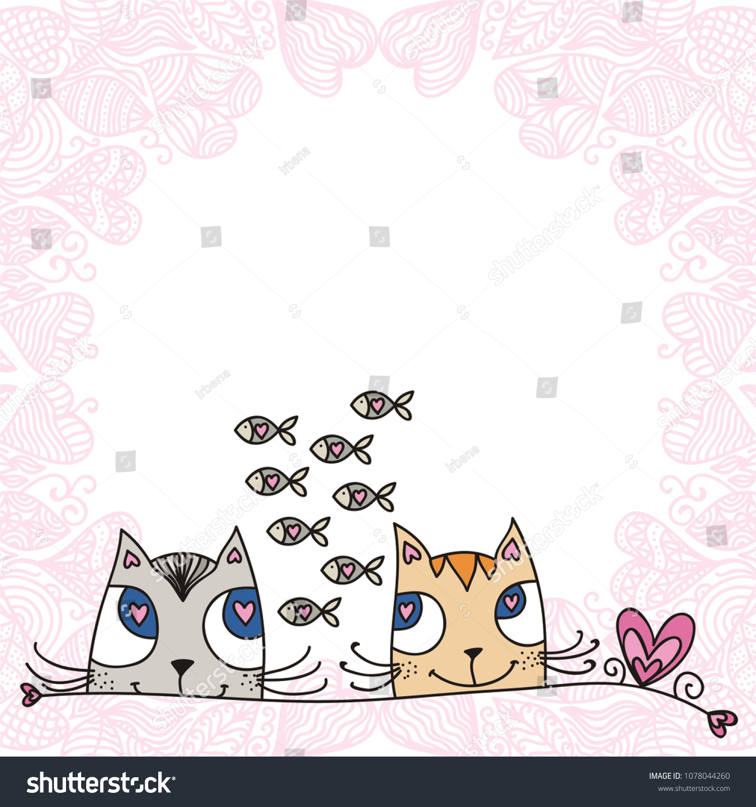 Cat Love Vector Illustration Stock Vector (Royalty Free) 1078044260