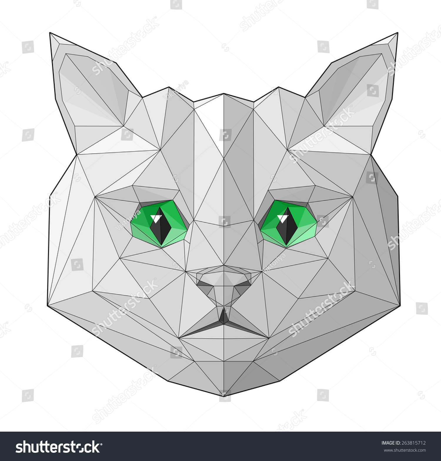 Cat Low Polygon Linear Vector Illustration Stock Vector (Royalty Free ...