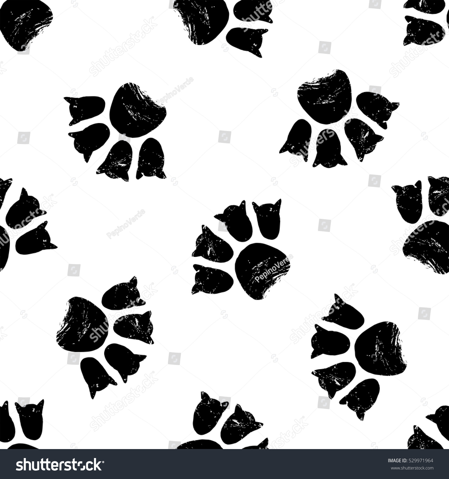 Cat Mark Footprint Symbol Paw Pattern 스톡 벡터(로열티 프리) 529971964 ...