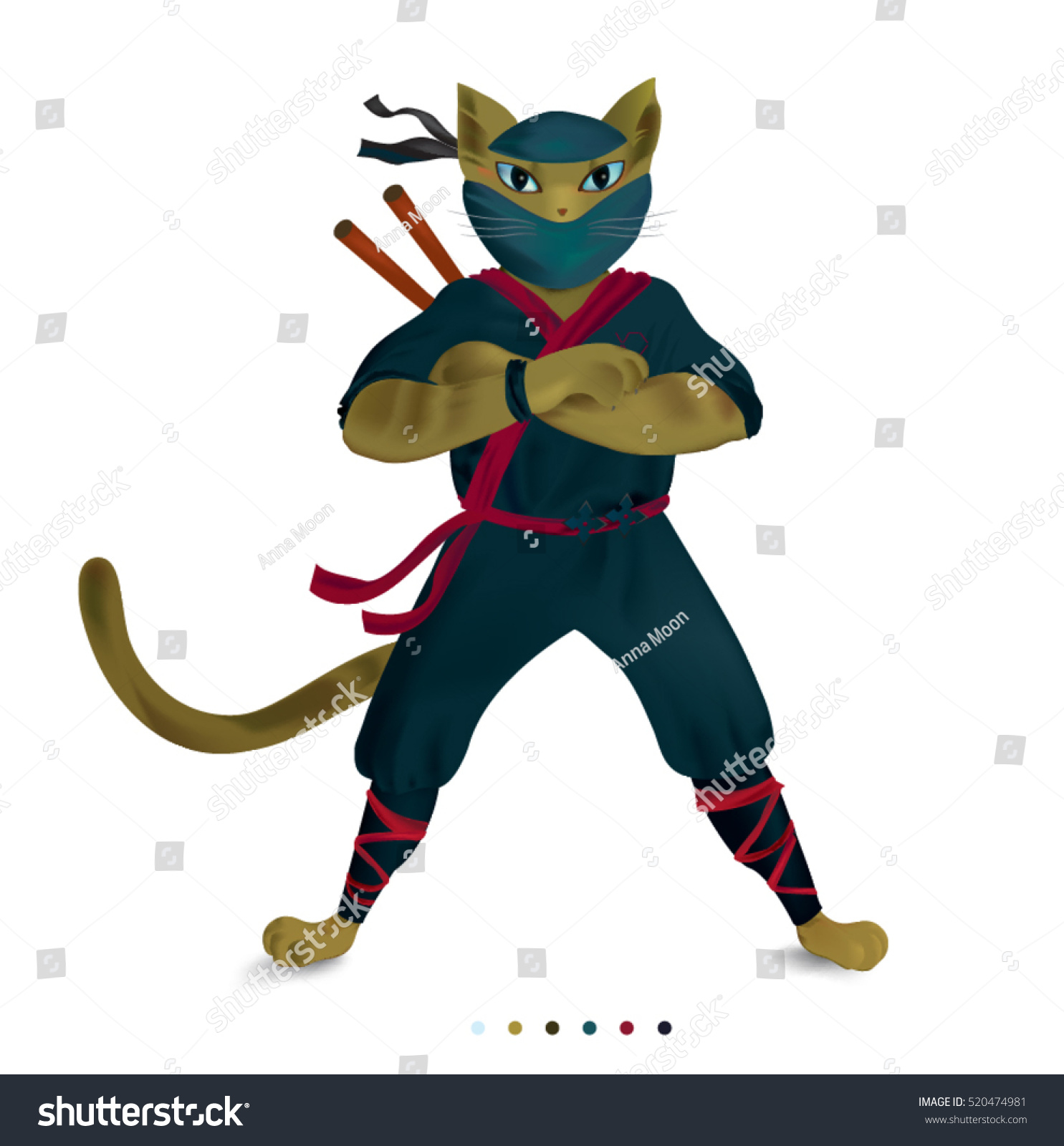 Cat Ninja Warrior Vector Mascot Character Stock Vector (Royalty Free ...