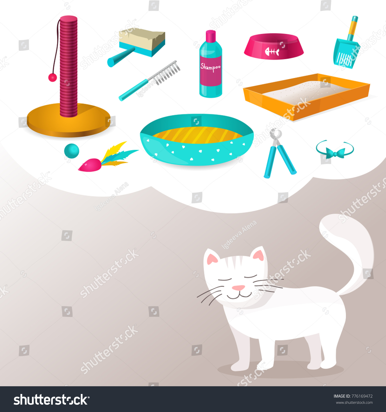 Cat Object Set Vector Cartoon Illustration Stock Vector (Royalty Free ...