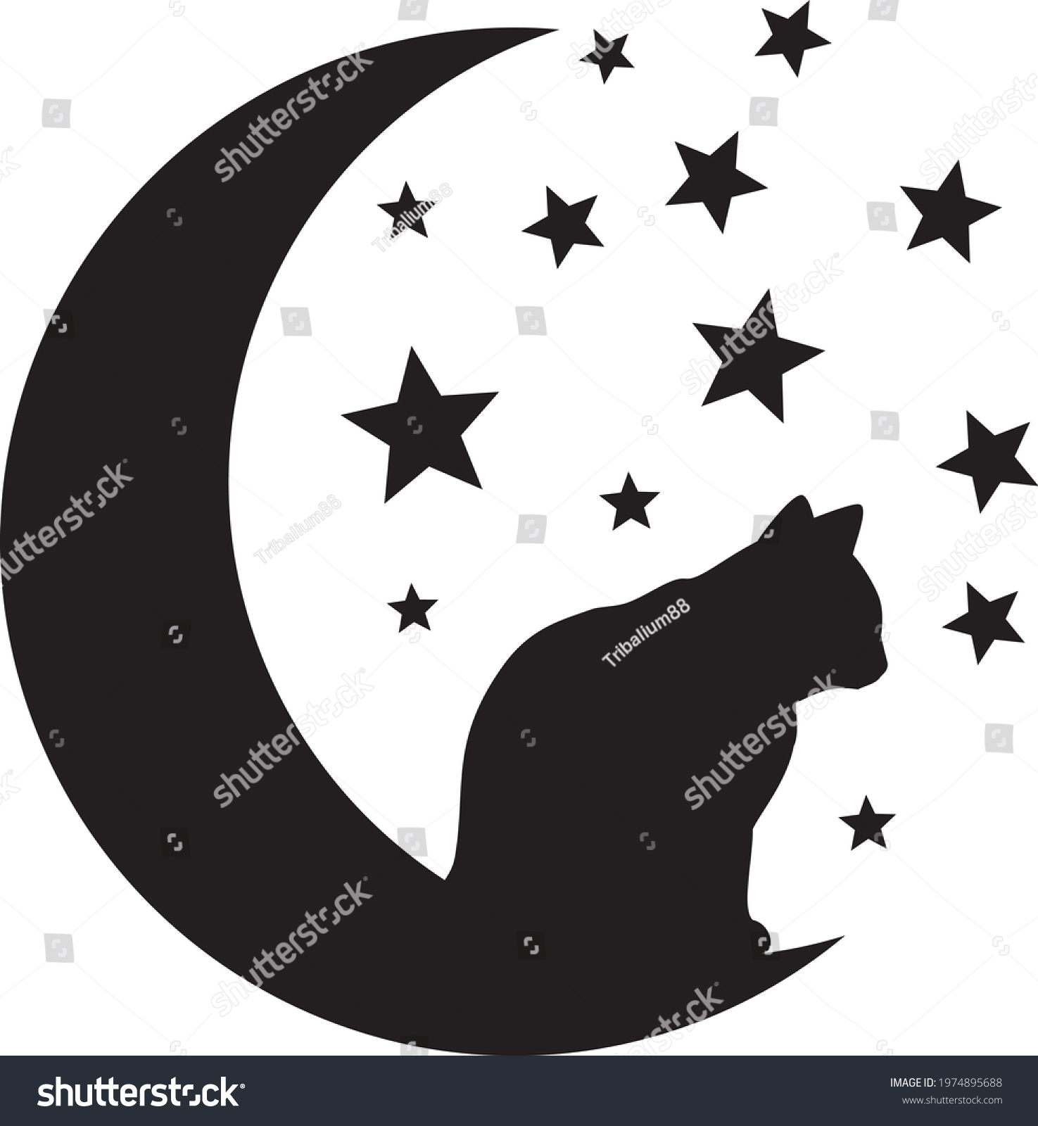 Cat On Moon Vector Stock Vector (Royalty Free) 1974895688 | Shutterstock