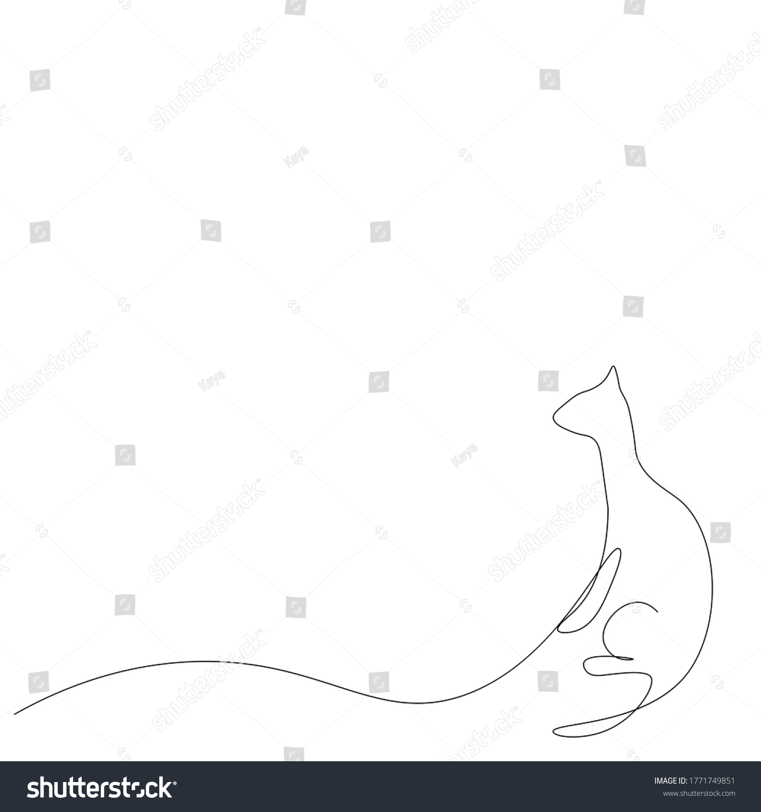 Cat One Line Drawing Vector Illustration: เวกเตอร์สต็อก (ปลอดค่า ...