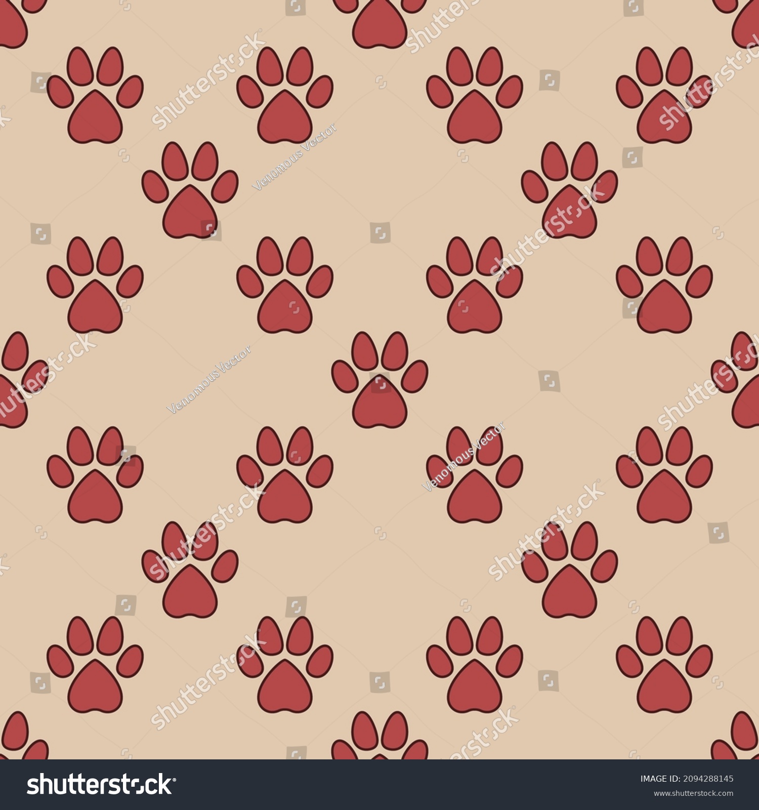 Cat Dog Trace Paw Prints Seamless Stock Vector (Royalty Free ...
