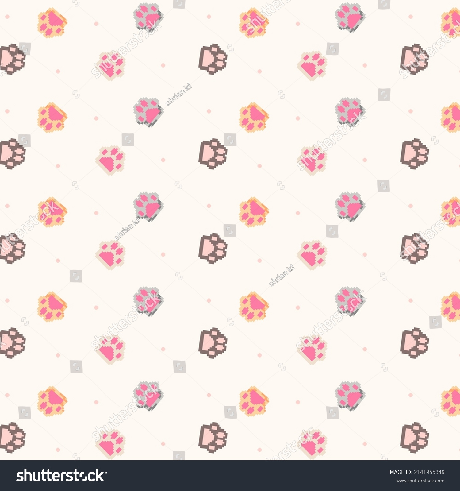 Cat Paw Pattern Pixel Art Stock Vector (Royalty Free) 2141955349 ...