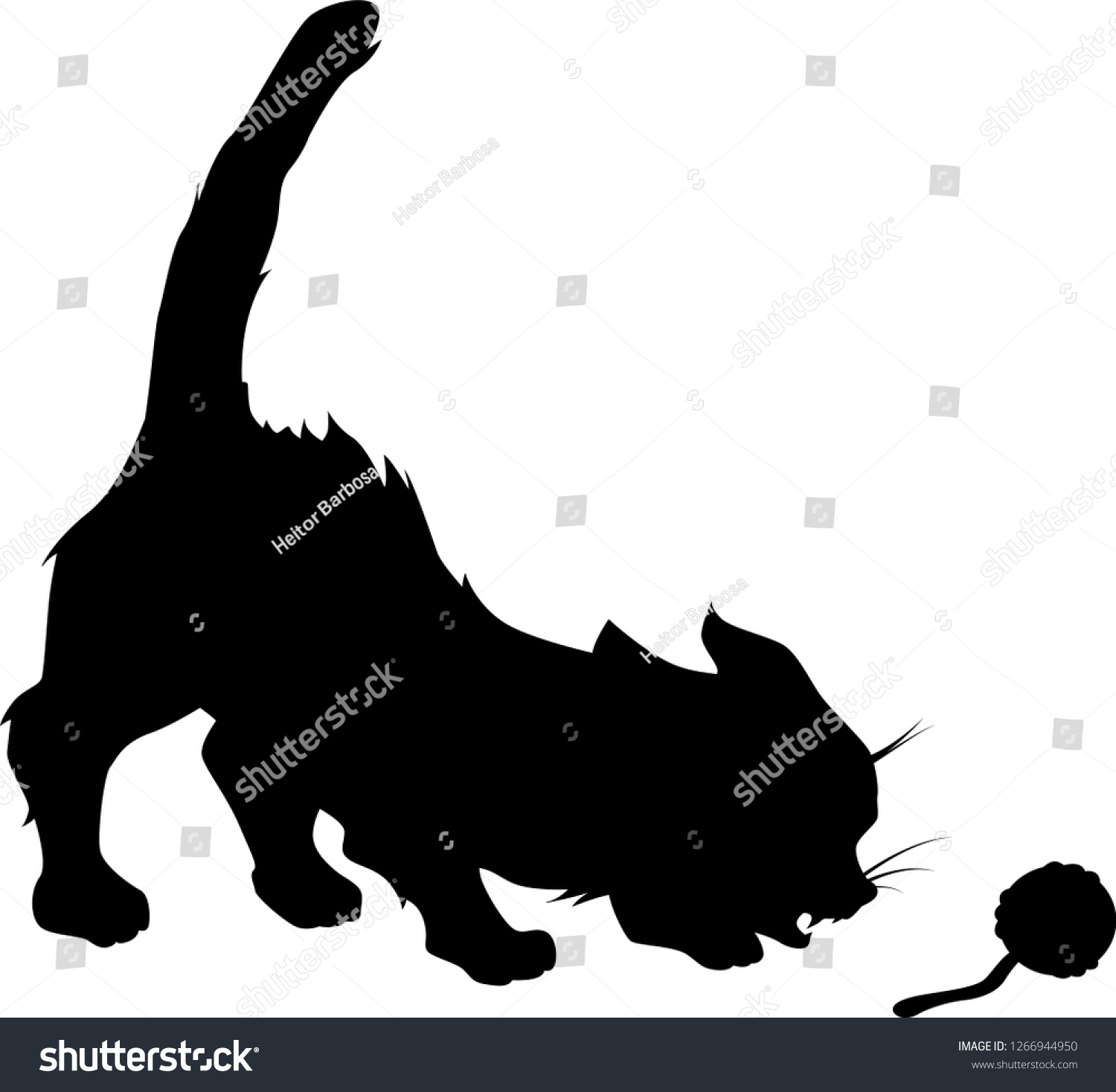 Cat Playing Vector Silhouette Stock Vector (Royalty Free) 1266944950 ...
