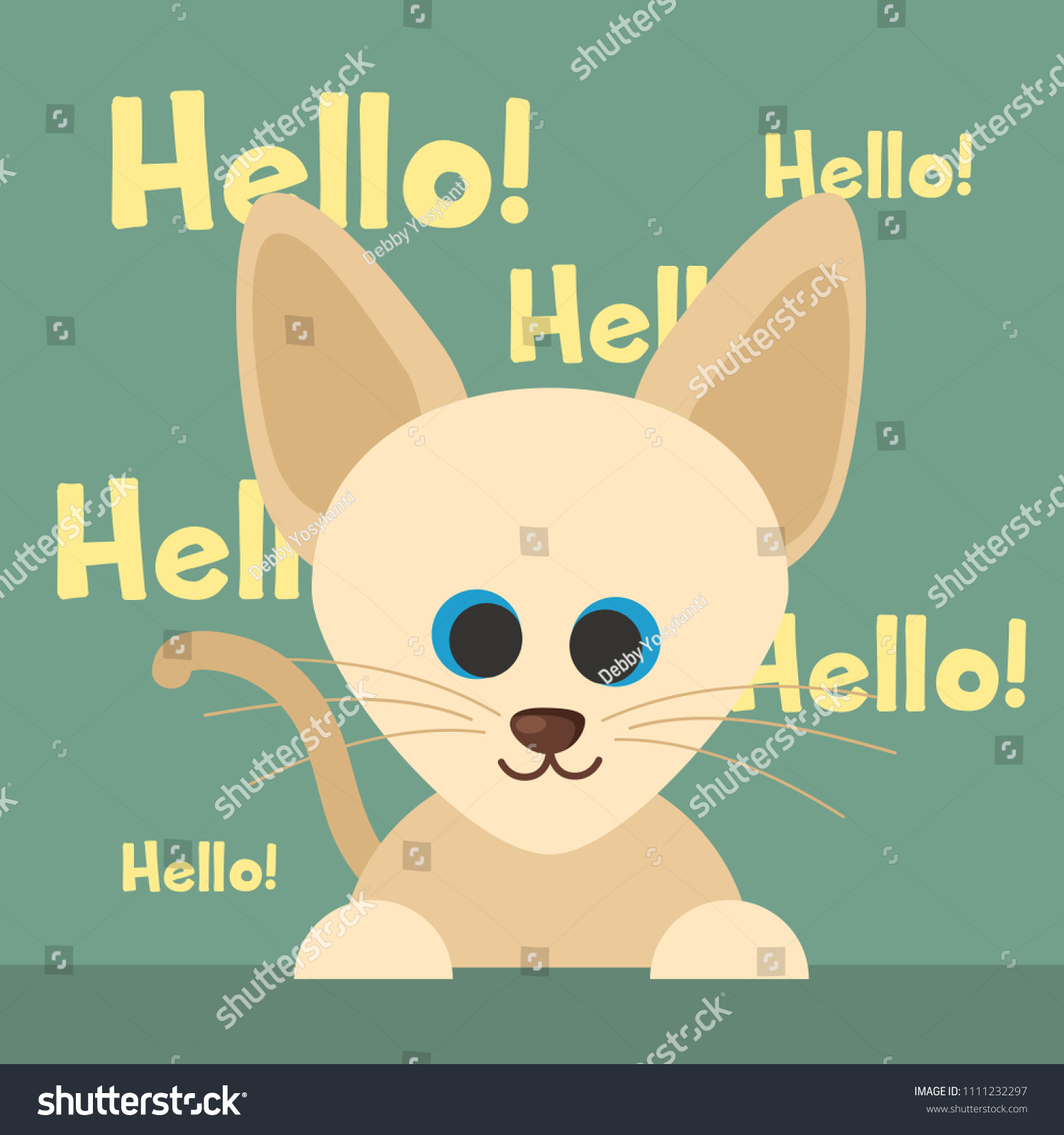 Cat Saying Hello Illustration Stock Vector (Royalty Free) 1111232297