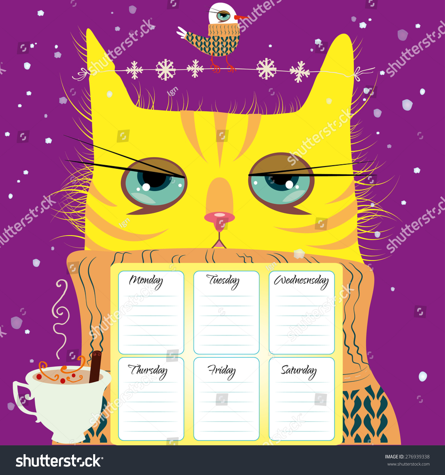 Cat Schedule Vector Illustration Stock Vector (Royalty Free) 276939338