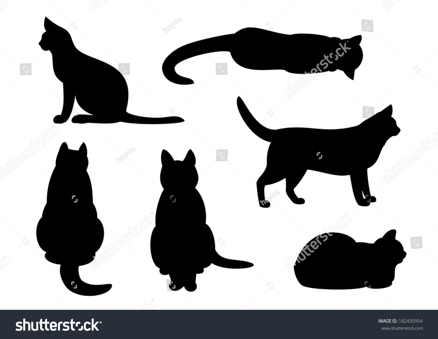 Cat Silhouette Set Stock Vector (Royalty Free) 182435954 - Shutterstock