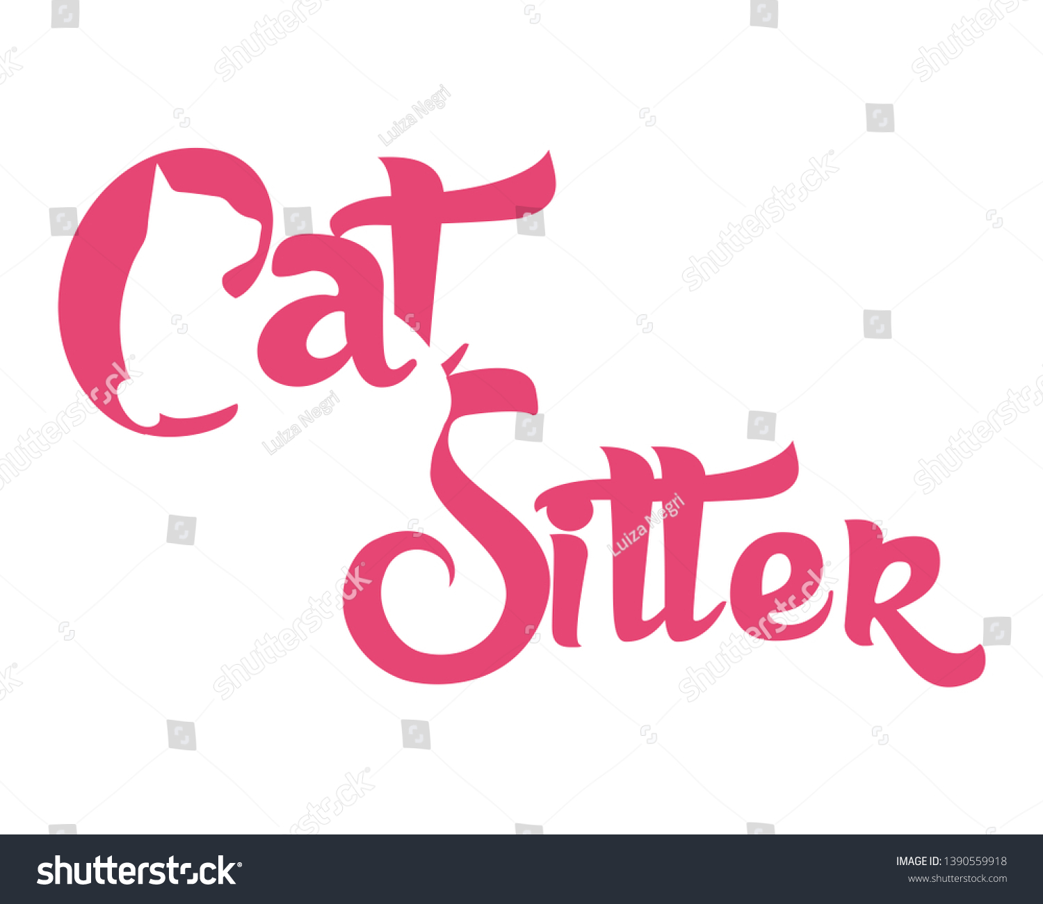 Cat Sitter Vector Logo Silhouette Stock Vector (Royalty Free) 1390559918