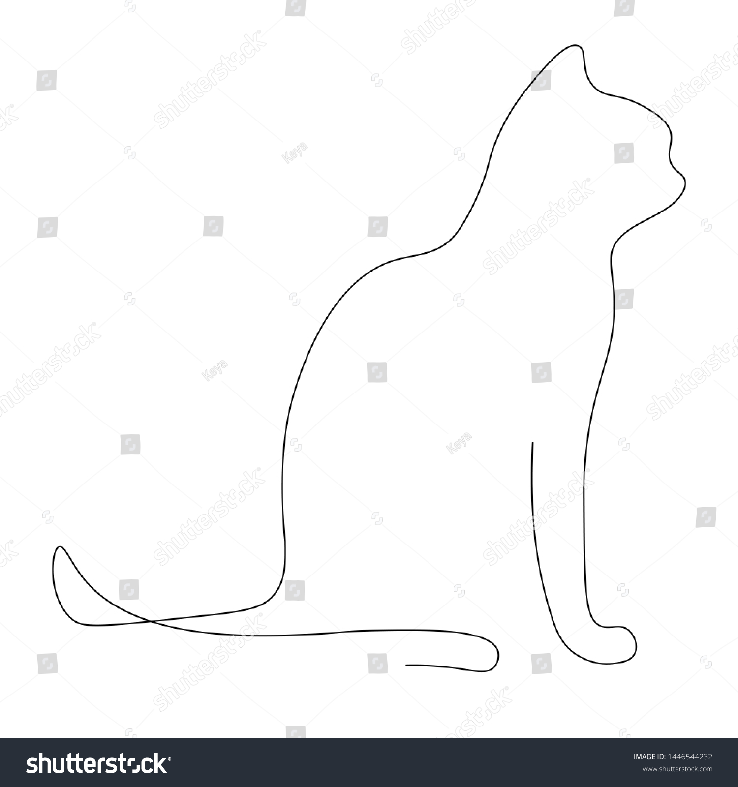 Cat Sitting One Line Drawing Vector: Vector có sẵn (miễn phí bản quyền ...