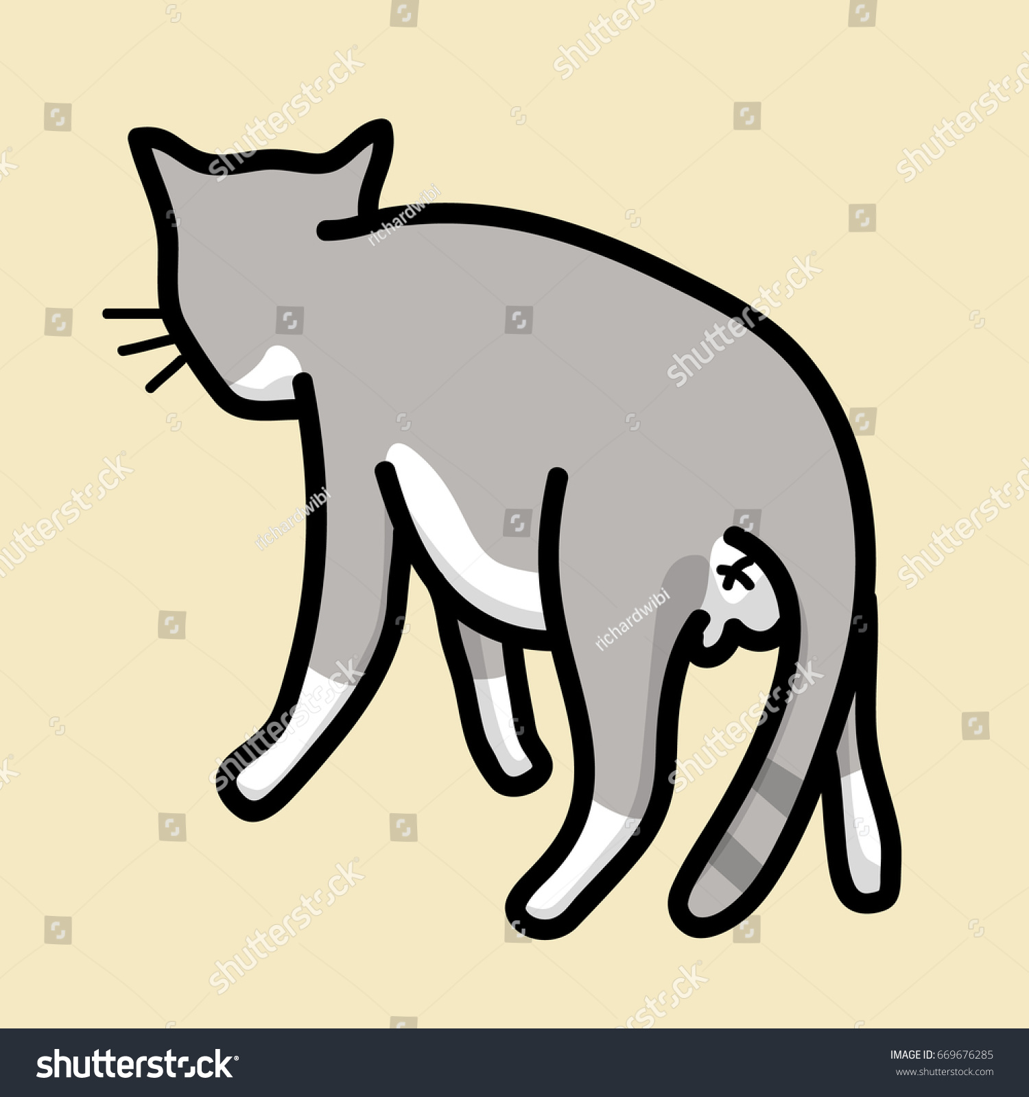 Cat Stand Back View Illustrator Pet: vector de stock (libre de regalías ...