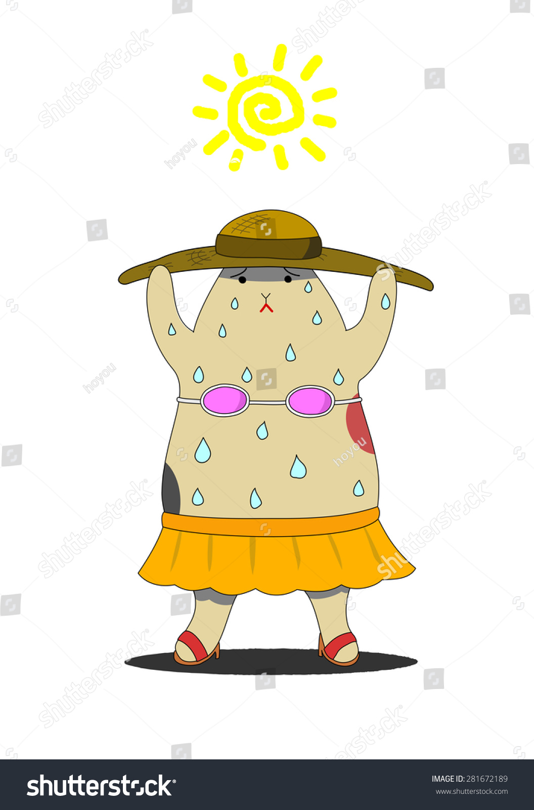 Cat Sweating Under Sun Stock Vector (Royalty Free) 281672189 | Shutterstock