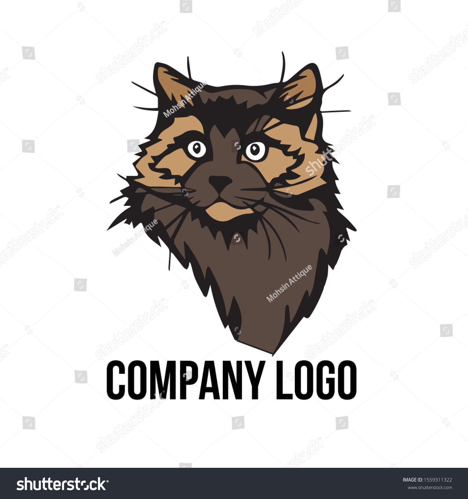 Cat Vector Cartoon Logo Design: เวกเตอร์สต็อก (ปลอดค่าลิขสิทธิ์ ...