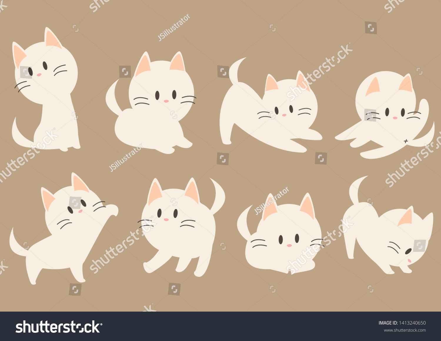 Cat Vector Cartoon Setcat Action Collection Stock Vector (Royalty Free ...
