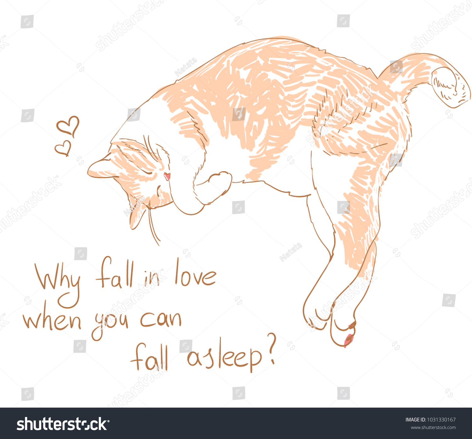 Cat Vector Sketch Illustration Sleep Stock Vector (Royalty Free ...