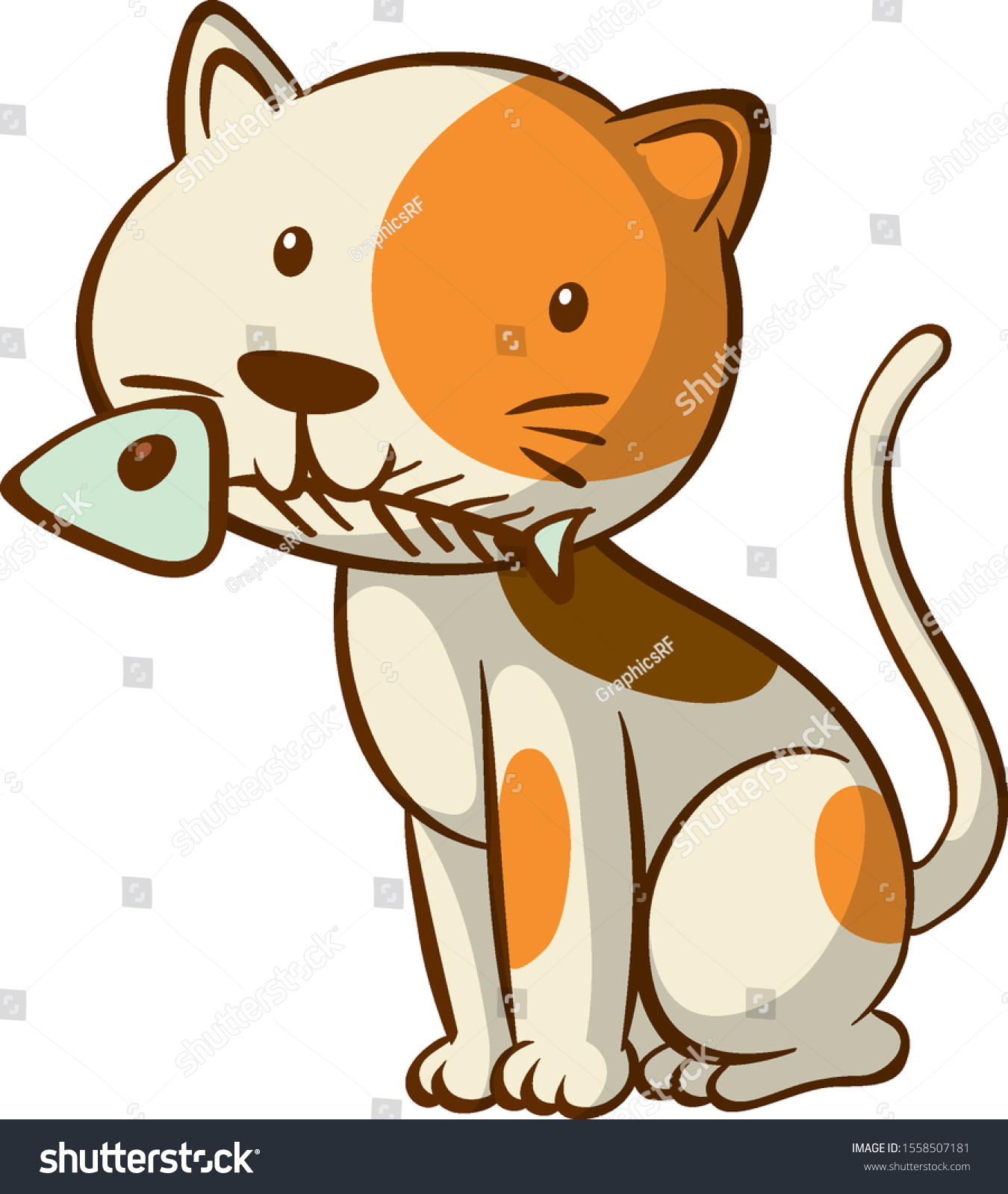 Cat Fish Bone Illustration Stock Vector (Royalty Free) 1558507181