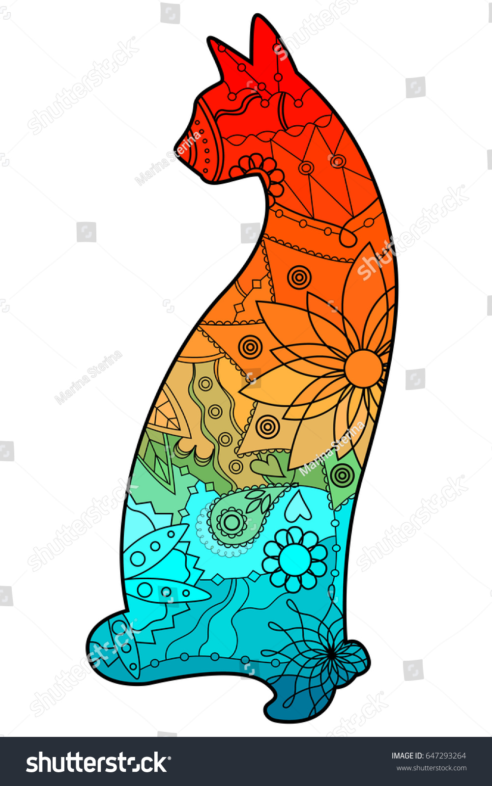 Cat Transition Colors Stock Vector (Royalty Free) 647293264
