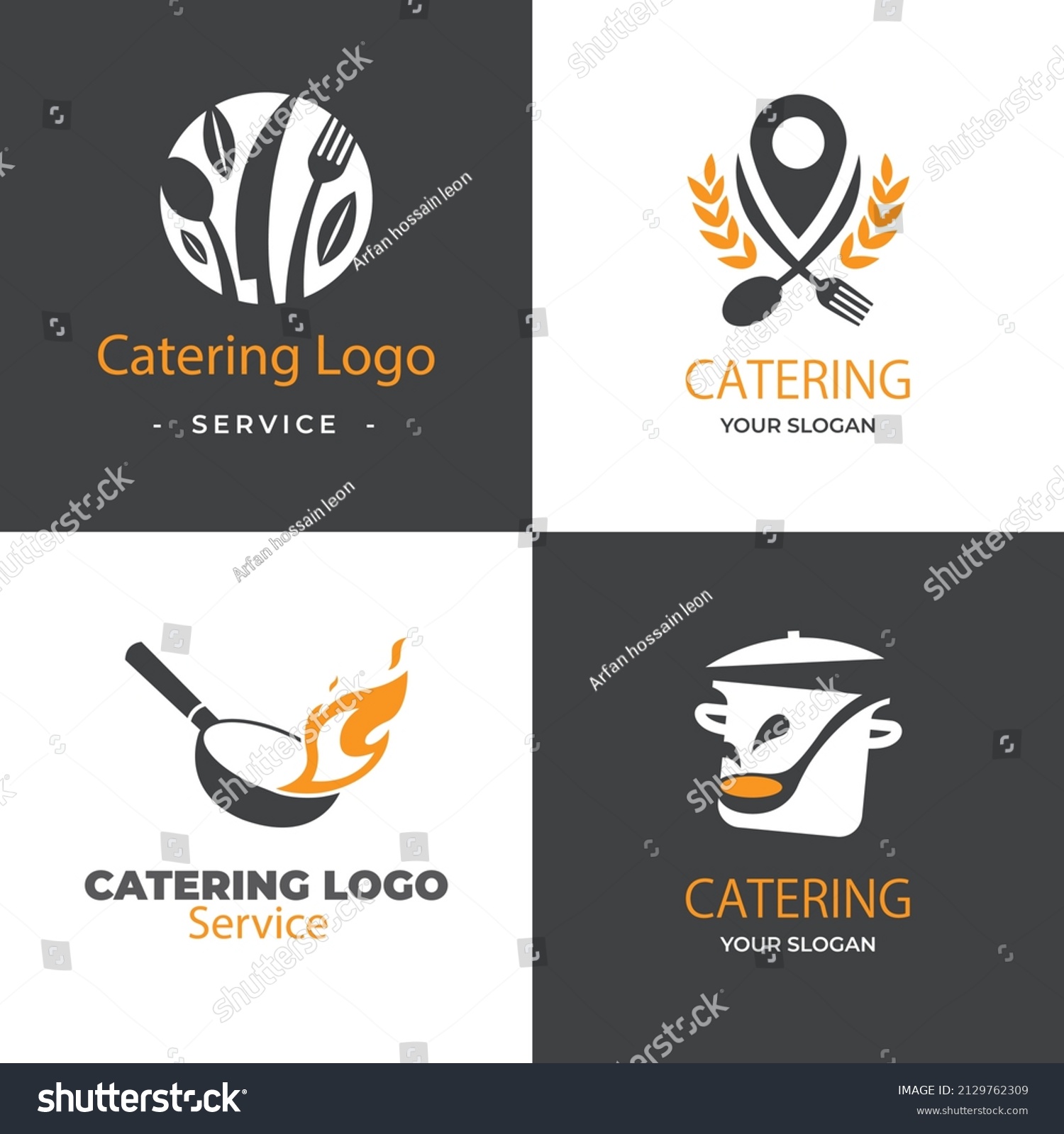 Catering Logo Design Set Vector Restaurant Stock Vector (Royalty Free ...