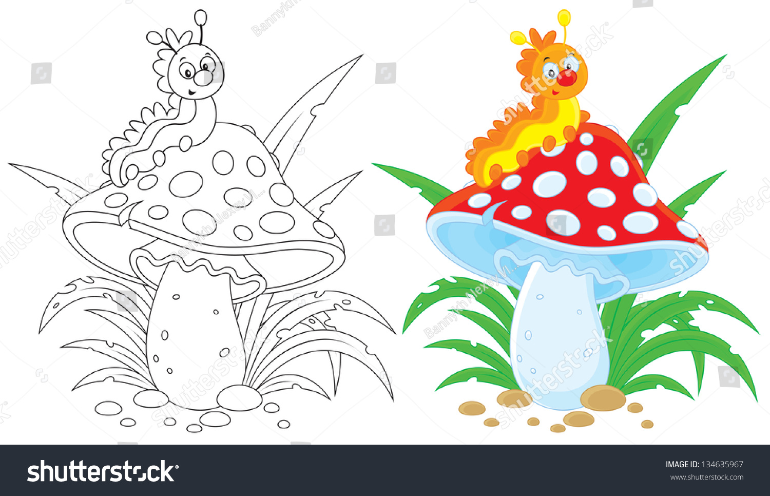 Caterpillar Fly Agaric Stock Vector (Royalty Free) 134635967 | Shutterstock