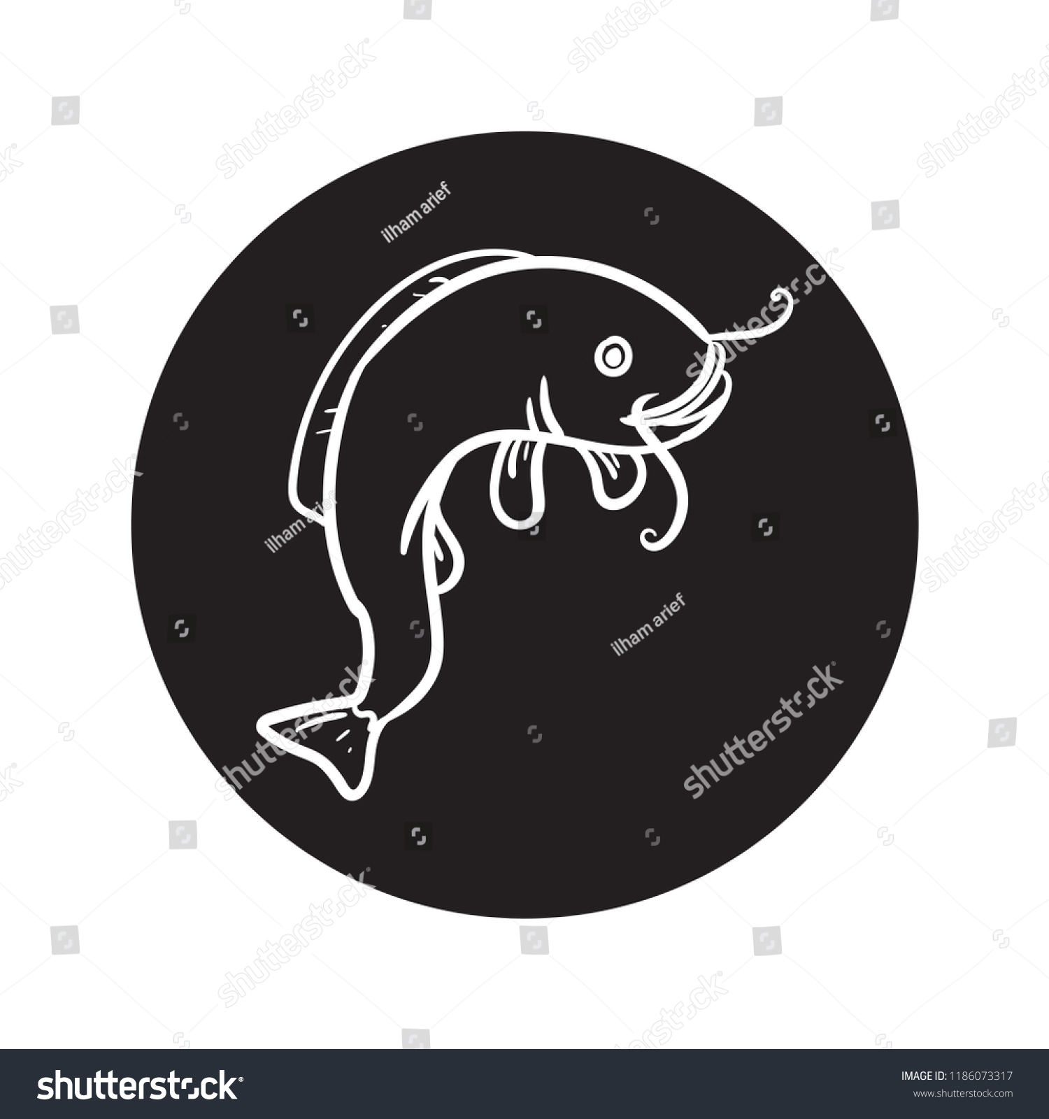 Catfish Icon Black Background: vector de stock (libre de regalías ...