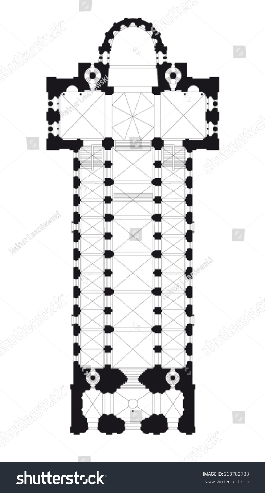 Cathedral Floor Plan Stock Vector (Royalty Free) 268782788