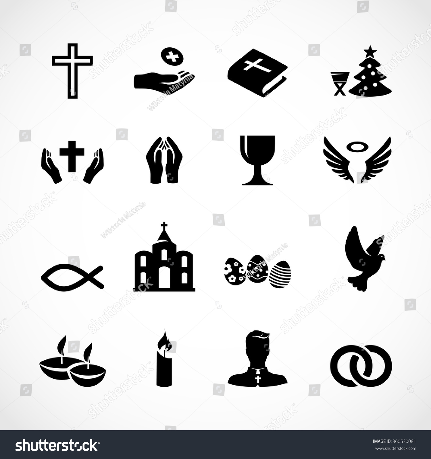 Catholic Church Icon Set Vector Stock Vector (Royalty Free) 360530081