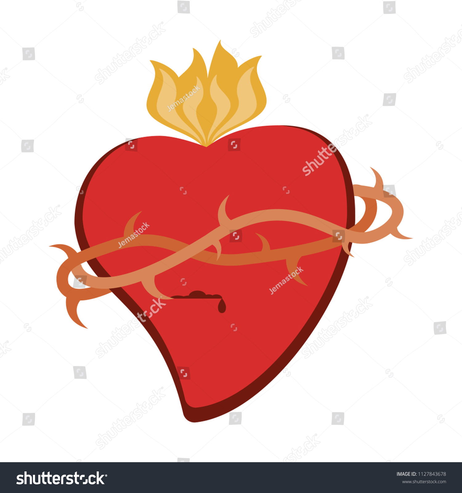 Catholic Sacred Heart Stock Vector (Royalty Free) 1127843678