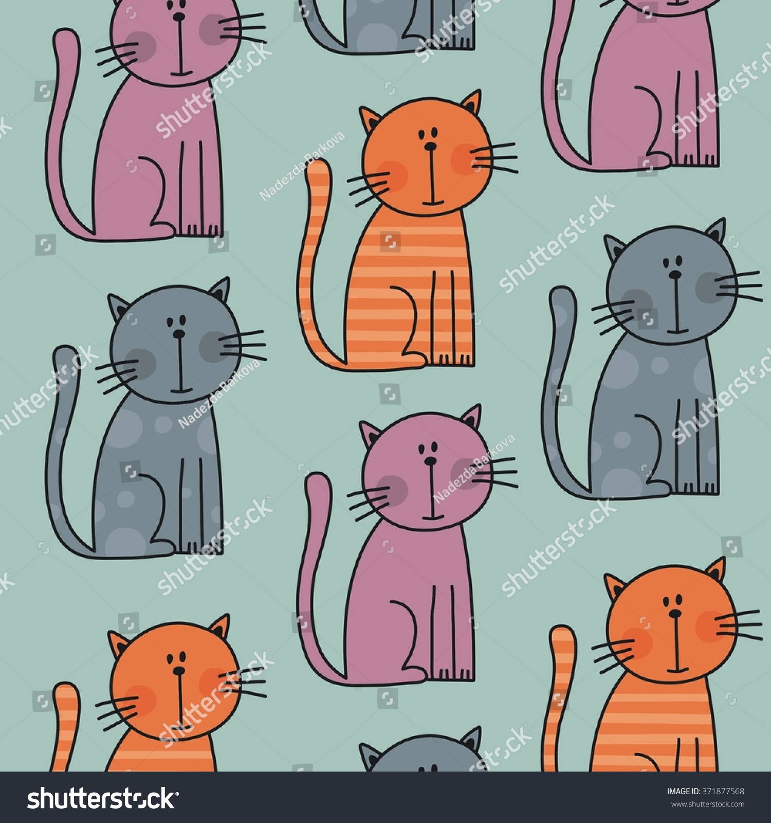 Cats Cartoon Vector Print Stock Vector (Royalty Free) 371877568 ...